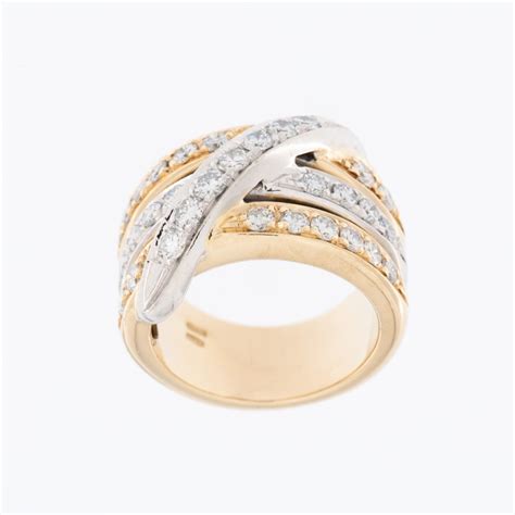 Contemporary Italian Fashion Diamond Ring 18 Karat Gold For Sale At 1stdibs