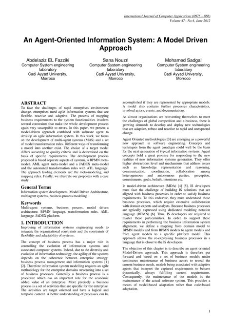 pdf an agent oriented information system a model driven approach