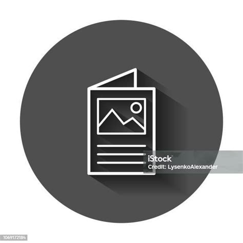 평면 스타일에 전단지 전단지 아이콘입니다 긴 그림자와 브로셔 시트 벡터 일러스트입니다 소책자 우대 사업 개념입니다 0명에 대한 스톡 벡터 아트 및 기타 이미지 Istock