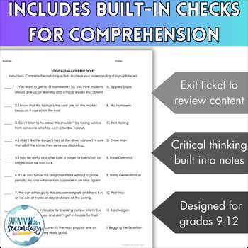Introduction To Logical Fallacies Lesson Presentation Notes Exit Ticket