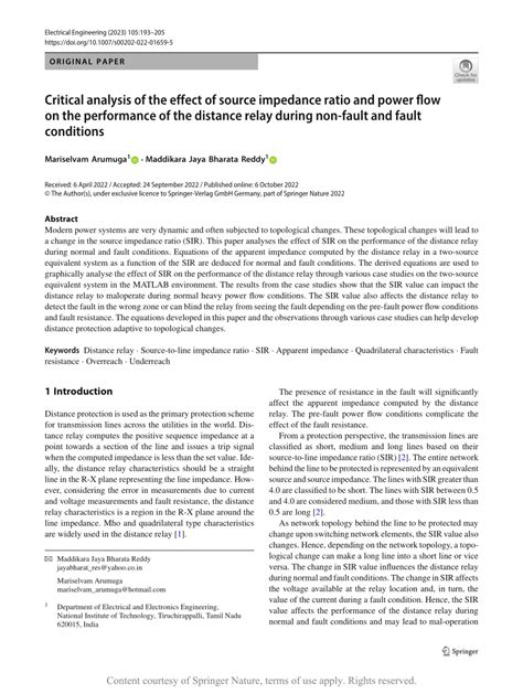 Critical Analysis Of The Effect Of Source Impedance Ratio And Power Flow On The Performance Of