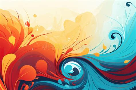 Abstract Artistic Confluence Of Warm And Cool Colors Ai Generated Stock Illustration