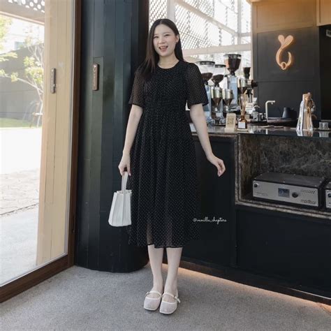 Vanilla Dotty Posie Dress Color ดำ Size อก 28 46 เอว 24 44 สะโพก