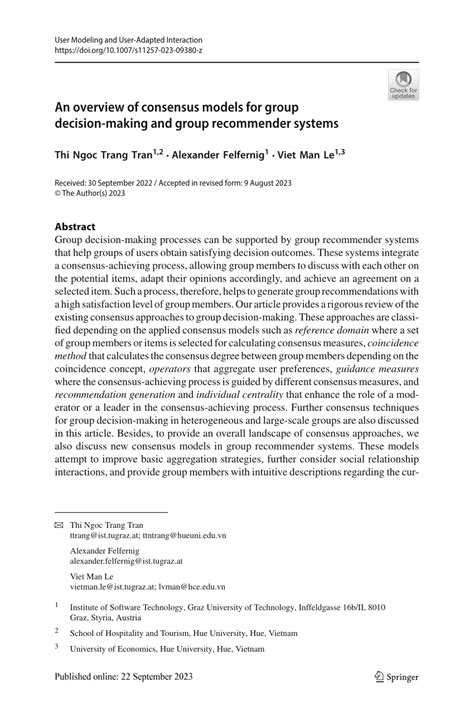 Pdf An Overview Of Consensus Models For Group Decision Making And