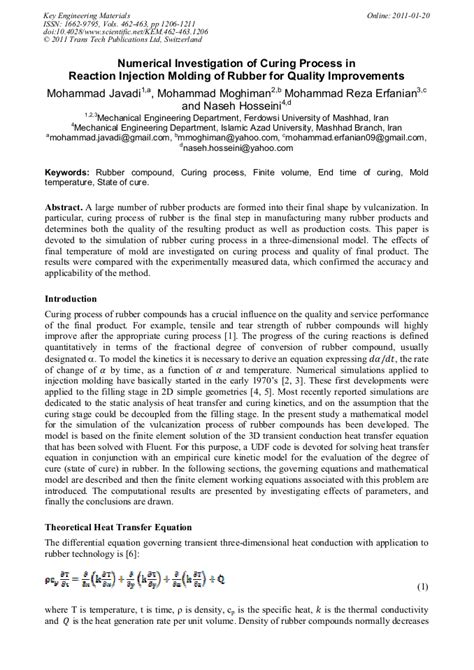 Numerical Investigation Of Curing Process In Reaction Injection Molding Of Rubber For Quality