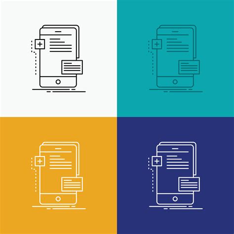Frontend Interface Mobile Phone Developer Icon Over Various Background Line Style Design