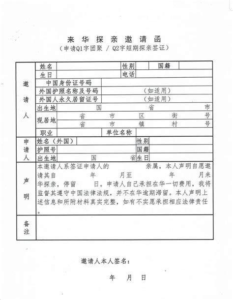 申办签证相关邀请函参考样本