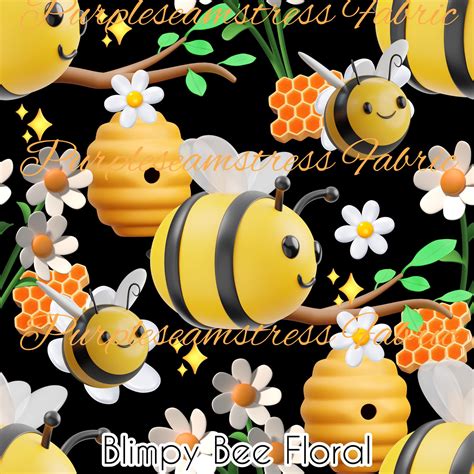 Blimpy Bee Floral Purpleseamstress Fabric