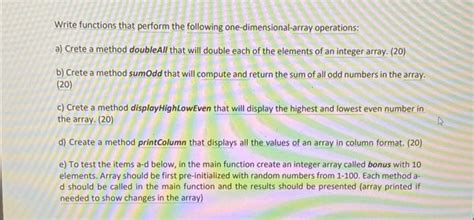 Solved Write Functions That Perform The Following