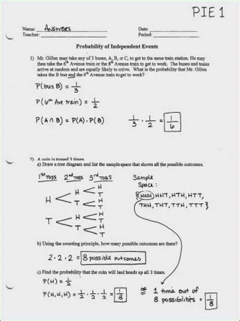 Enhance Your Understanding Of Probability With A Tree Diagram Worksheet