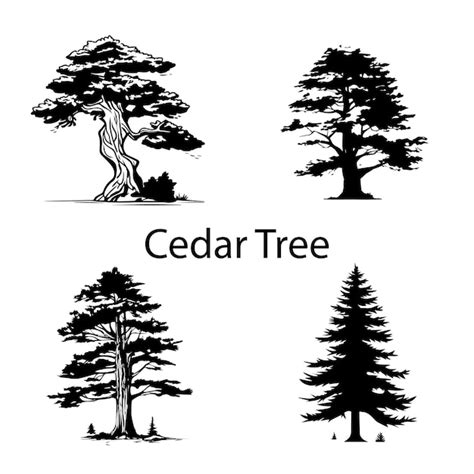Premium Vector Silhouette Cedar Tree Vector Illustration Set