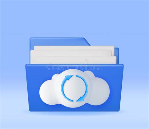 3d Blue Folder In Clouds With File Sync Icon Stock Vector Illustration Of Access Server