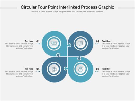 Circular Four Point Interlinked Process Graphic Powerpoint Slide