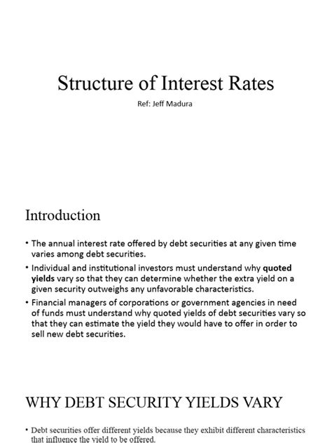 structure of interest rates pdf yield curve yield finance