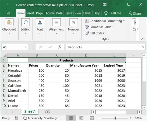 How To Center Text Across Multiple Cells In Excel