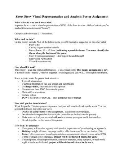 Short Story Visual Representation And Analysis Poster Assignment