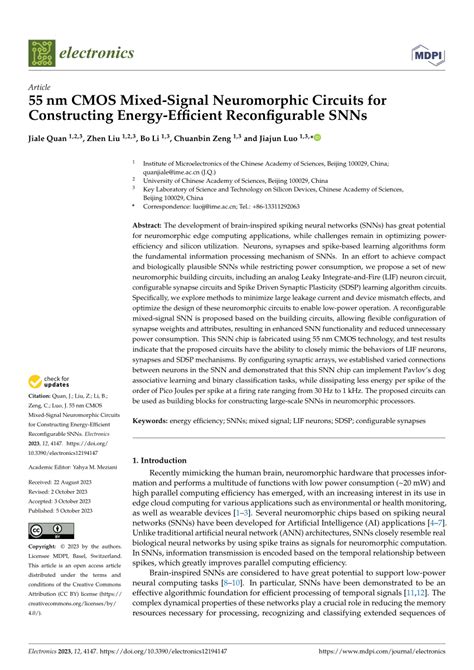 Pdf 55 Nm Cmos Mixed Signal Neuromorphic Circuits For Constructing