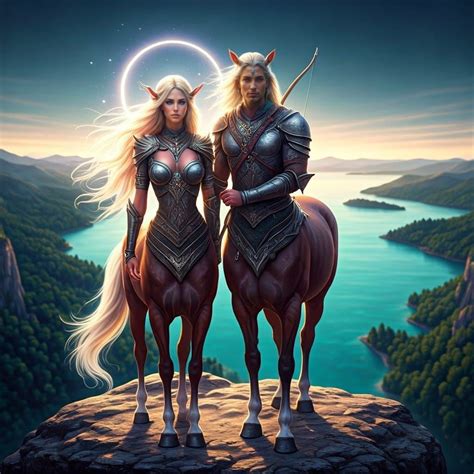 A Hyper Realistic Beautiful Ethereal Magical Armored Female Centaur And