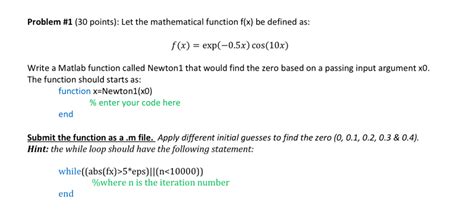 Solved Problem 1 30 Points Let The Mathematical Function