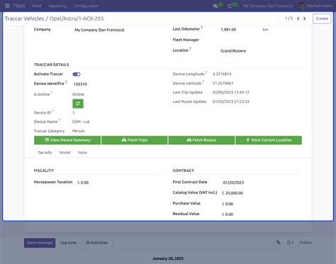 Odoo Fleet Traccar Tracking WebKul