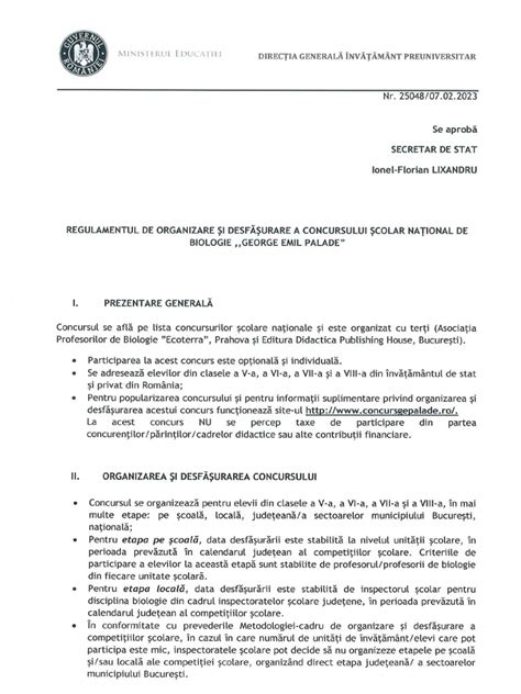 Regulament Concurs George Emil Palade 2023 Pdf