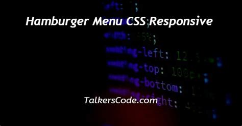 Hamburger Menu Css Responsive
