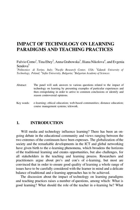 Pdf Impact Of Technology On Learning Paradigms And Teaching Practices