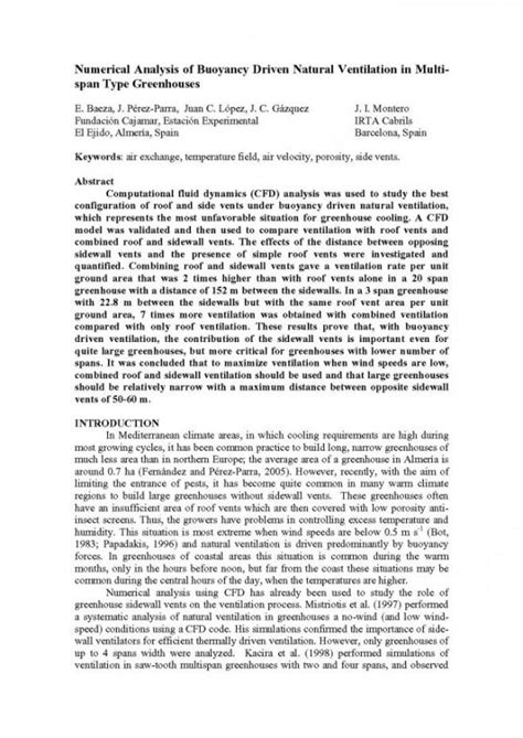 Numerical Analysis Of Buoyancy Driven Natural Ventilation In Multispan
