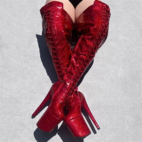 The Glitterati Extra Thicc Thigh High Front Lace Kansass 8 Inch