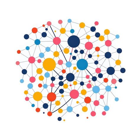 Abstract Colorful Network Of Connected Dots And Lines On White Background A Visual