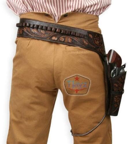 Outlaw Usa 38357 Cal Tooled Holster Gun Belt Drop Loop Leather Western
