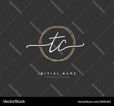 T C Tc Beauty Initial Logo Handwriting Royalty Free Vector