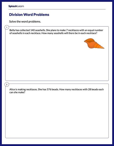 Real World Problems On Division Math Worksheets SplashLearn