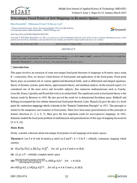 Non Unique Fixed Points Of Self Mappings In Bi Metric Spaces Pdf Continuous Function