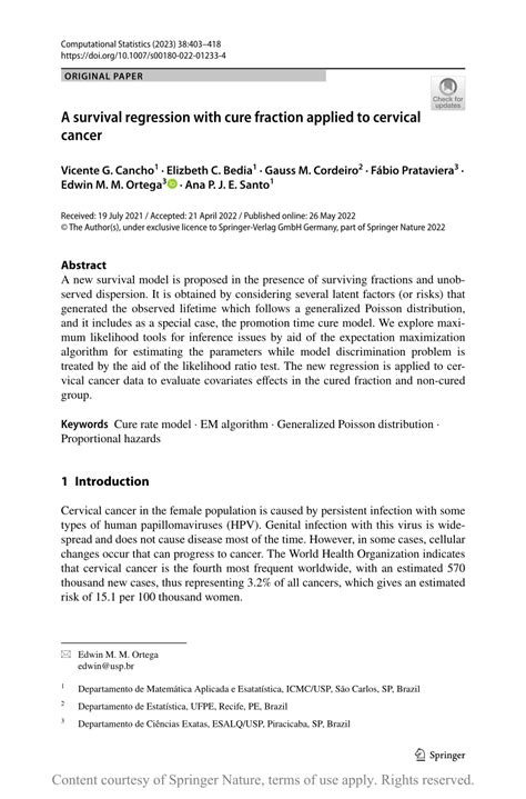 A Survival Regression With Cure Fraction Applied To Cervical Cancer