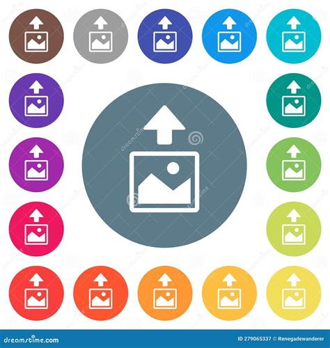 Upload Image Flat White Icons On Round Color Backgrounds Stock Vector Illustration Of