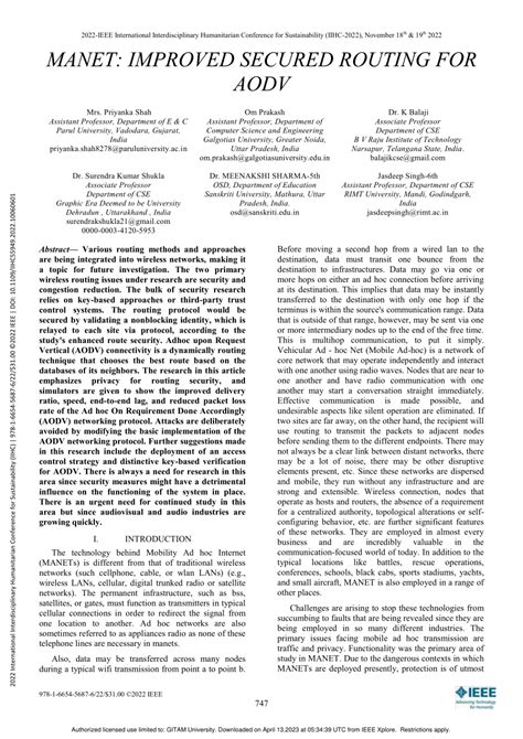 Pdf Manet Improved Secured Routing For Aodv