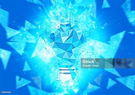 과학 기술의 개념에서 폭발하는 파란색 전구의 추상적 인 그림 0명에 대한 스톡 사진 및 기타 이미지 0명 3차원 형태 가상현실 Istock