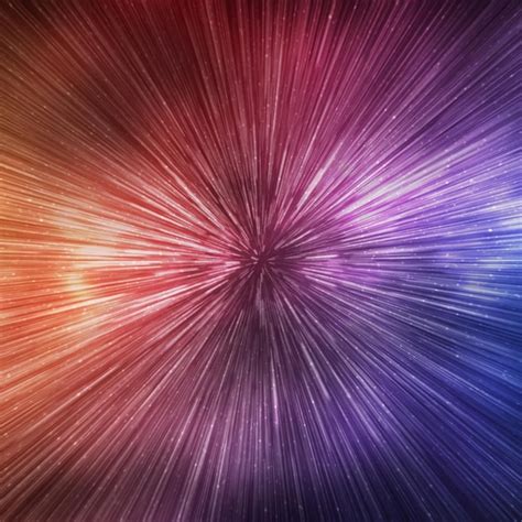 밤 별이 빛나는 하늘에 초 공간 속도 효과 밝은 파란색과 빨간색 은하계 사각형 배경 프리미엄 사진