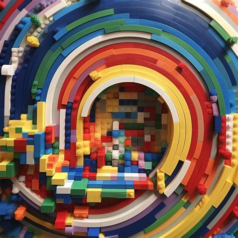 Premium Ai Image A Brightly Colored Legos Are Arranged In A Circular Structure Generative Ai