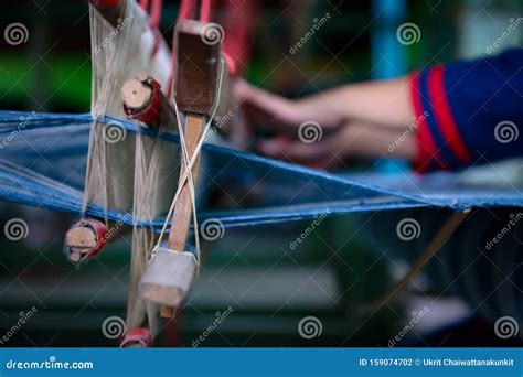 Cotton Weaving Woman Hand Weaving Cotton In Traditional Way At Manual