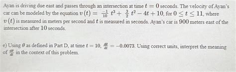 Solved Ayan Is Driving Due East And Passes Through An Intersection At