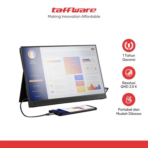 Taffware Portable Monitor 16 Inch 25k Qhd Ips No Touchscreen 1600xts