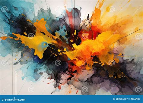 collision of vibrant ink blots and abstract textures creating an