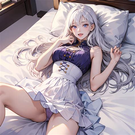 Anime Girl Laying On A Bed With Her Legs Crossed Seaart Ai