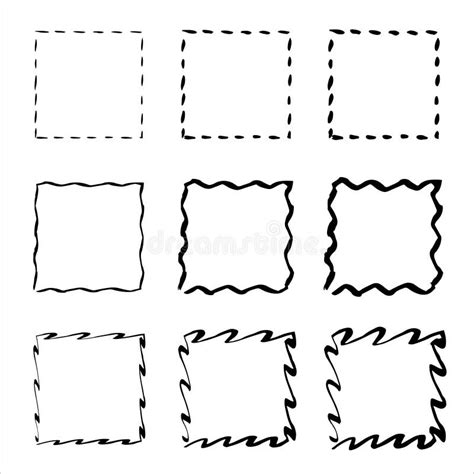 Grunge Frames Vector Set Handdrawn Square Frame Rectangular Shapes