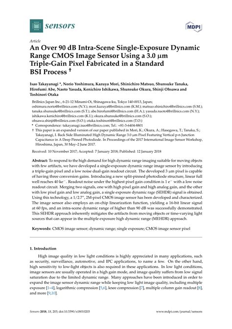 Pdf An Over 90 Db Intra Scene Single Exposure Dynamic Range Cmos Image Sensor Using A 30 μm