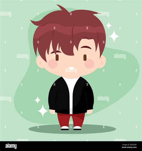 Isolated Colored Cute Chibi Male Korean Anime Character Vector Stock Vector Image And Art Alamy