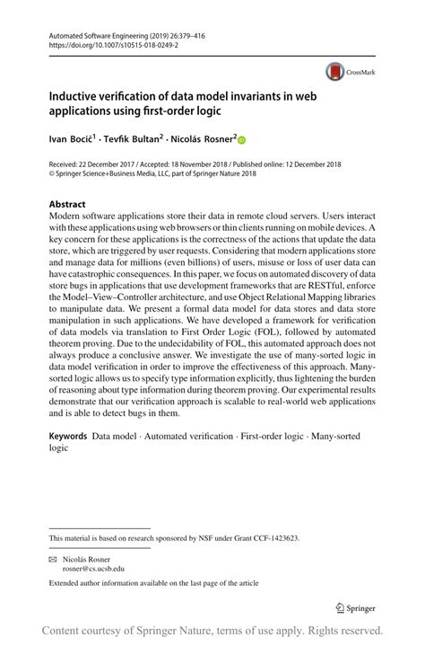 Inductive Verification Of Data Model Invariants In Web Applications