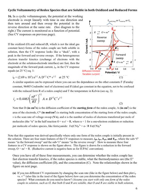 Solved Cyclic Voltammetry Of Redox Species That Are Soluble